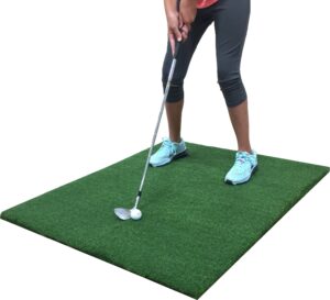 premium par 3' feet x 3' feet backyard golf practice hitting mat - indoor/outdoor residential golf stance mat