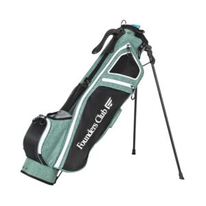 founders club lightweight sunday golf bag with dual strap and stand -easy to carry pitch & putt- driving range - par 3 stand bag (green)