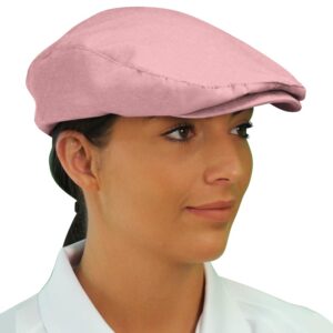 Flat Newsboy Ivy Hat, Traditional Golf Cap, Ben Hogan Cap, Gatsby Flat Hat, Vintage Mens Golf Cap: 'Par 3' - Solid Pink - Microfiber