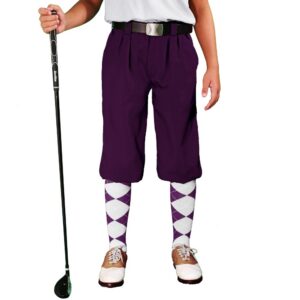 golf knickers - 'par 3' youth purple microfiber - m 10-12 (26")