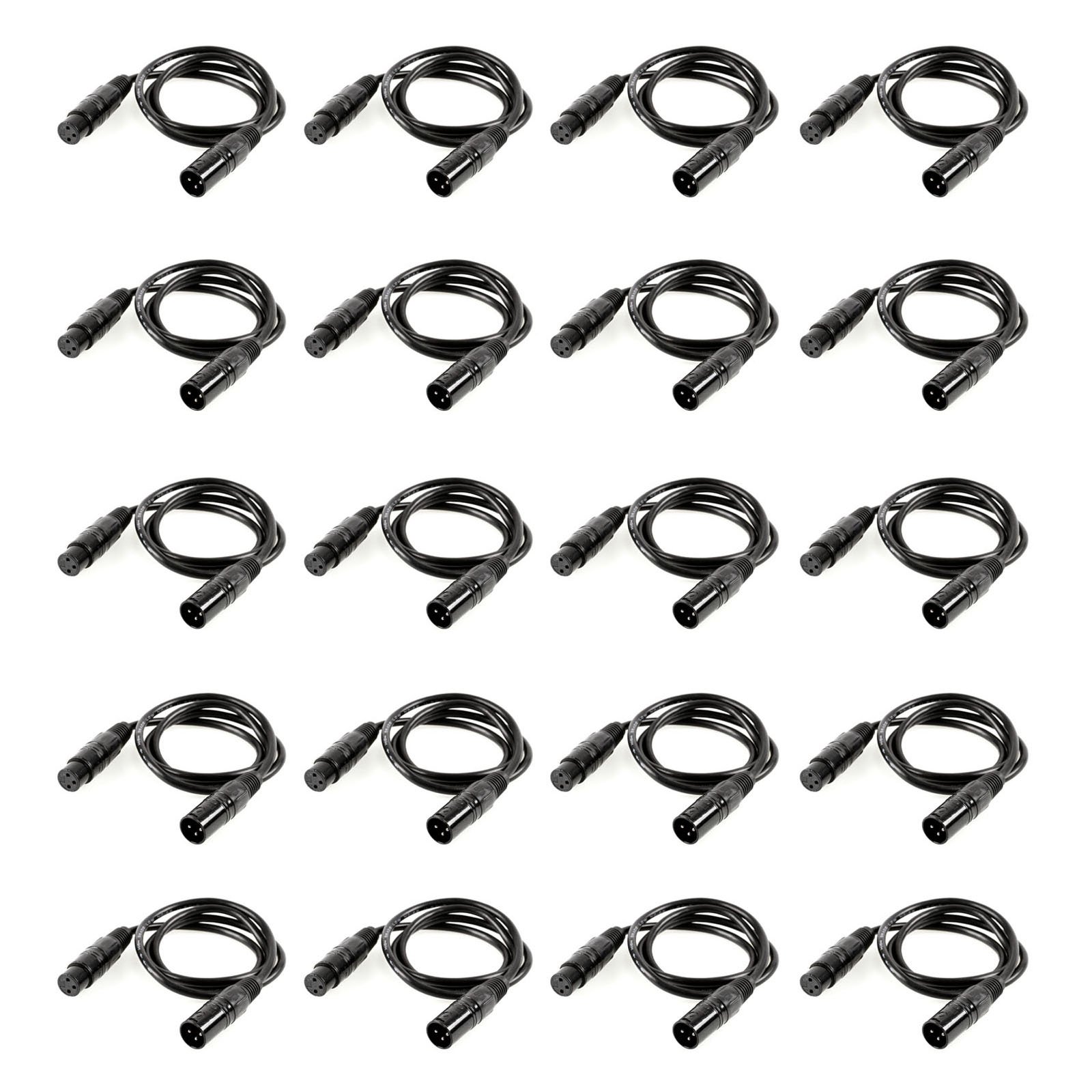 20 Pack 6.5FT 3-Pin Signal XLR Connection DMX Cable Stage Light Wire for Moving Head Light Par Light