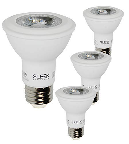 SleekLighting Par 20, LED 7 Watt"Dimmable" Wide Flood Light Bulb(40°), Cool White (4000K), 500 Lumens, E26 Medium Base, 50 Watt Equivalent, UL Approved, Energy Star (PACK OF 4)