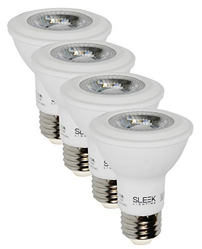 SleekLighting Par 20, LED 7 Watt"Dimmable" Wide Flood Light Bulb(40°), Cool White (4000K), 500 Lumens, E26 Medium Base, 50 Watt Equivalent, UL Approved, Energy Star (PACK OF 4)