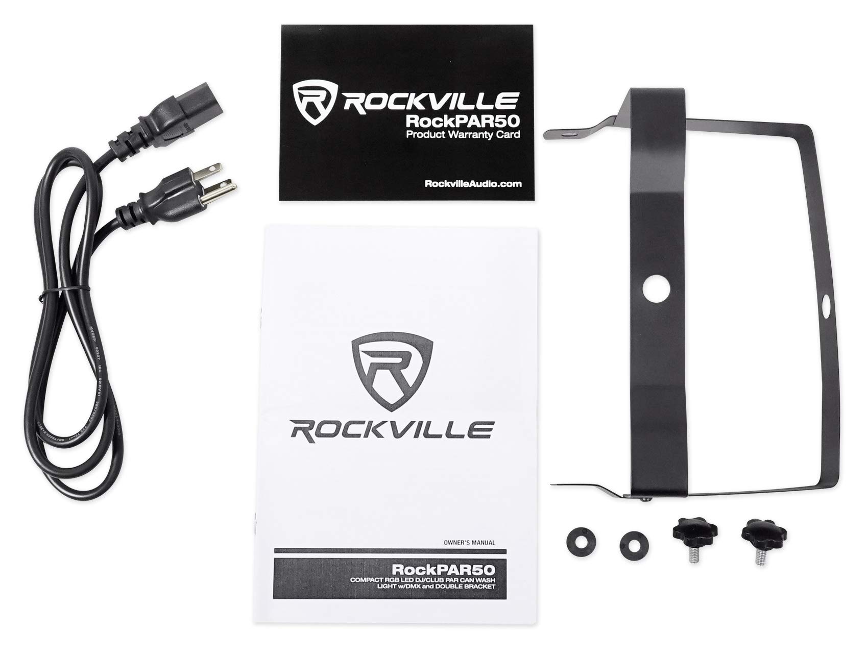 (24) Rockville LED RGB Par Can Wash Light + Dual Bracket Bundle: (1) Lighting Controller + MIDI Control, (1) 25ft 3 Pin DMX Lighting Cable, (23) 10ft 3 Pin DMX Lighting Cables (49 Items)