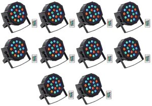 (10) rockville battery par 50 rechargeable led dmx dj club wash up-lights+remote