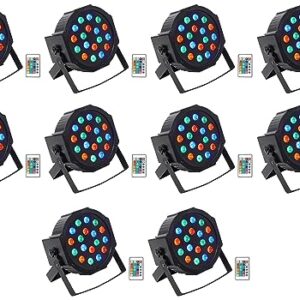 (10) Rockville BATTERY PAR 50 Rechargeable LED DMX DJ Club Wash Up-Lights+Remote