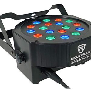 (10) Rockville BATTERY PAR 50 Rechargeable LED DMX DJ Club Wash Up-Lights+Remote