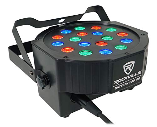 (10) Rockville BATTERY PAR 50 Rechargeable LED DMX DJ Club Wash Up-Lights+Remote