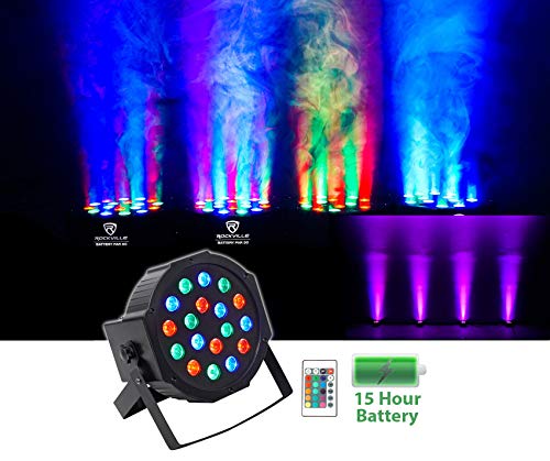 (10) Rockville BATTERY PAR 50 Rechargeable LED DMX DJ Club Wash Up-Lights+Remote