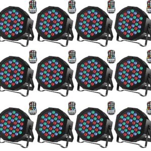 U`King 36W Rechargeable LED Stage Par Lights - 12 Pack, Battery Powered, RGB, Sound Activated, Remote Control, for Wedding, DJ Disco Events, Church Live Party