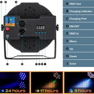 U`King 36W Rechargeable LED Stage Par Lights - 12 Pack, Battery Powered, RGB, Sound Activated, Remote Control, for Wedding, DJ Disco Events, Church Live Party