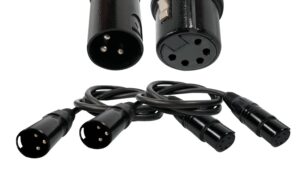 (1.5m) zvh 3-pin female xlr to 5-pin male xlr dmx turnaround connection for dj par light, moving head light par light and spot light with xlr input & output (2pcs)