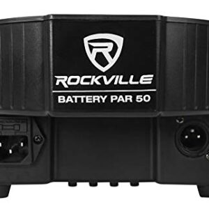 (3) Rockville BATTERY PAR 50 Rechargeable LED DMX DJ Wash Up-Lights+Remotes+Bag