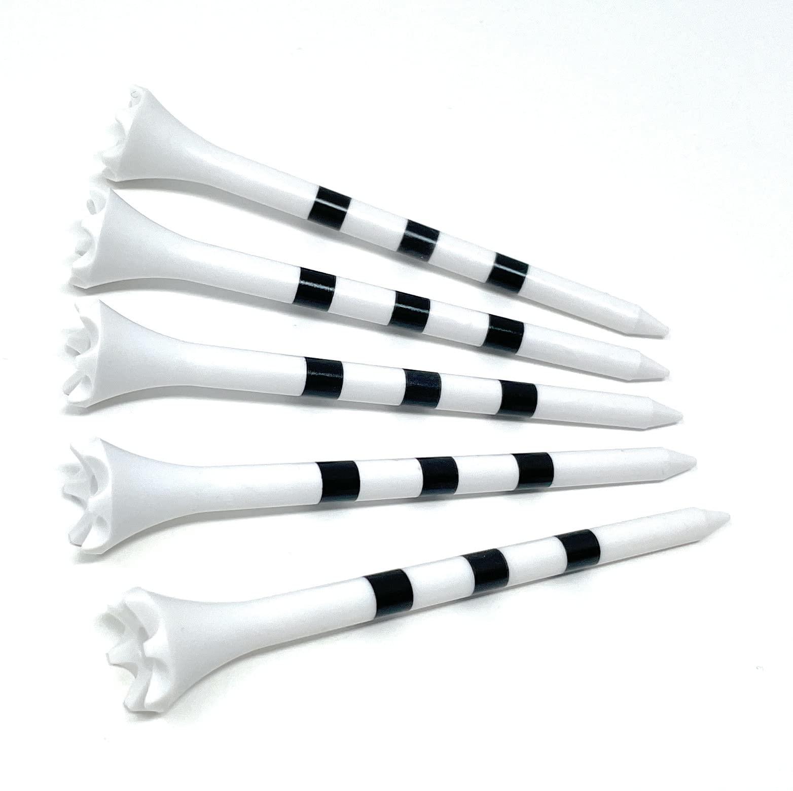 NorthPointe Plastic Golf Tees – 3 ¼” White with Black Stripes 100 Count Bundled with 1 ½” Plastic Golf Tees 100 Count – Short Tees for Irons, Par Threes, Hybrids, and Driving Range