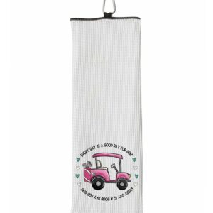 Set of 3 Golf Towels - Let's Par Tee - Greatest Mom by Par - Every Day Is a Good Day for Golf - Tri-fold 100% Microfiber Waffle Weave with Clip