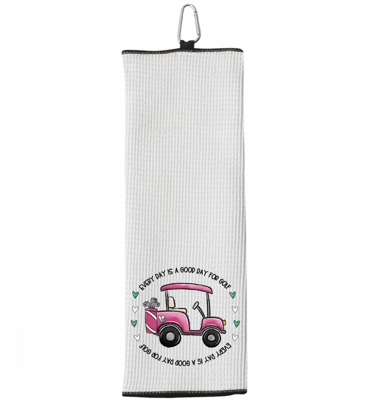 Set of 3 Golf Towels - Let's Par Tee - Greatest Mom by Par - Every Day Is a Good Day for Golf - Tri-fold 100% Microfiber Waffle Weave with Clip