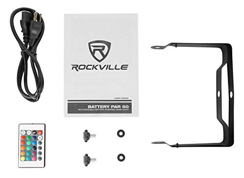 (2) Rockville BATTERY PAR 50 Rechargeable LED DMX DJ Club Wash Up-Lights+Remote