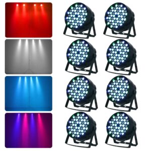 8pcs stage lights, 54x3w led stage par lighting rgbw dmx512 dj disco party club strobe light auto/sound party lighting