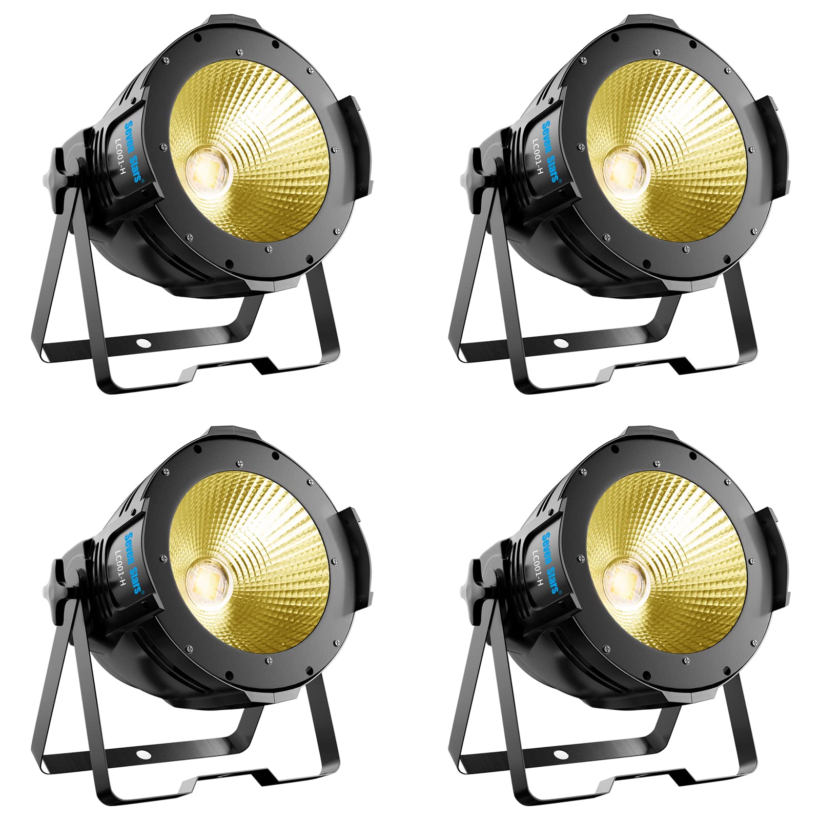 Seven Stars 100W Stage Light Warm White & Cool White, COB Par Light LED Stage Spotlight DMX DJ Lights Par Wash Light Strobe Light for Church, Concert, Photo Studio, Wedding, Live Show (4 Packs)