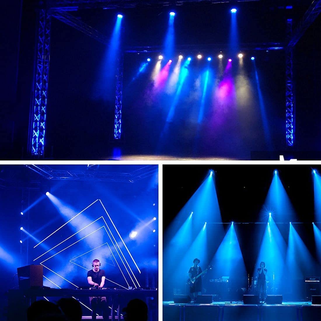 Seven Stars 100W Stage Light Warm White & Cool White, COB Par Light LED Stage Spotlight DMX DJ Lights Par Wash Light Strobe Light for Church, Concert, Photo Studio, Wedding, Live Show (4 Packs)