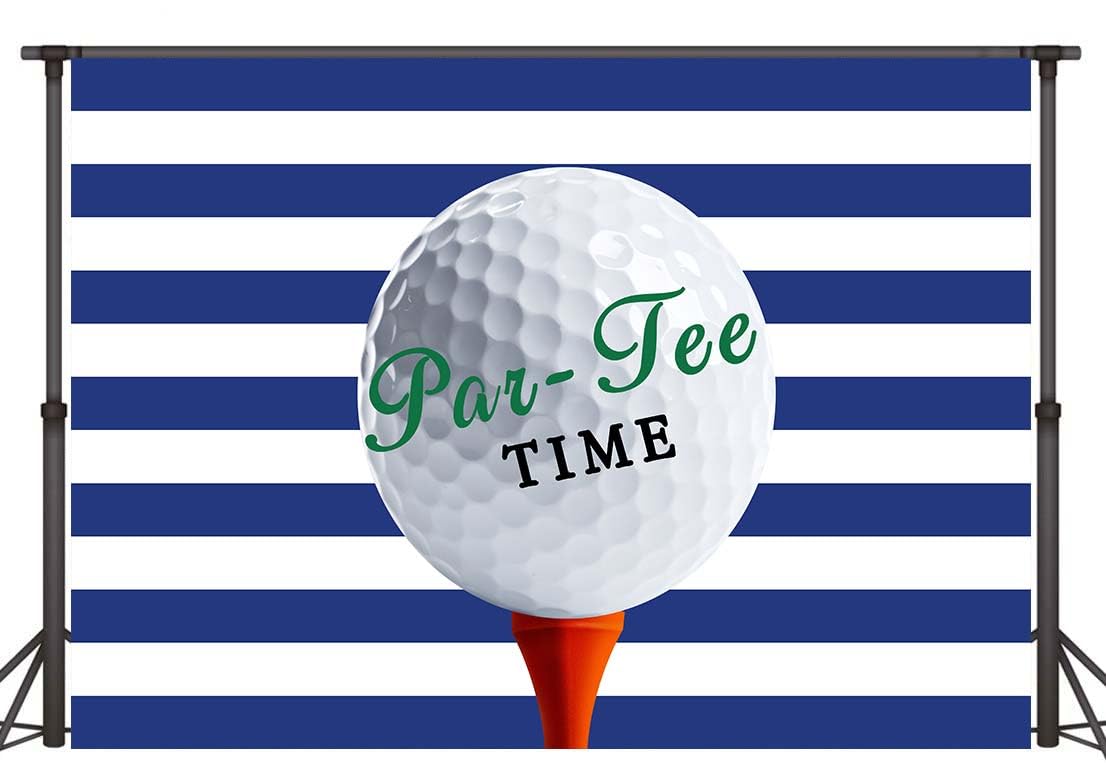 Blue Stripes Par-Tee Golf Backdrop for Birthday Retirement Party 5x3FT Sports Leisure Club Decoration Banner Background Photography Photo Booth Studio Props RBJMYLU272