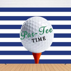 Blue Stripes Par-Tee Golf Backdrop for Birthday Retirement Party 5x3FT Sports Leisure Club Decoration Banner Background Photography Photo Booth Studio Props RBJMYLU272