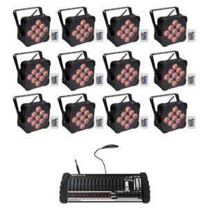 (12) Rockville BEST PAR 60 Battery Wash Lights Wireless DMX+384 Ch. Controller