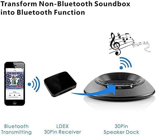 30 Pin Bluetooth Adapter, Wireless 30Pin Stereo Audio Adapter Bluetooth 5.0 Music Receiver for Bose Sounddock II 2 10 Lifestyle V35 135 Digital Music System Home Entertainment Speakers