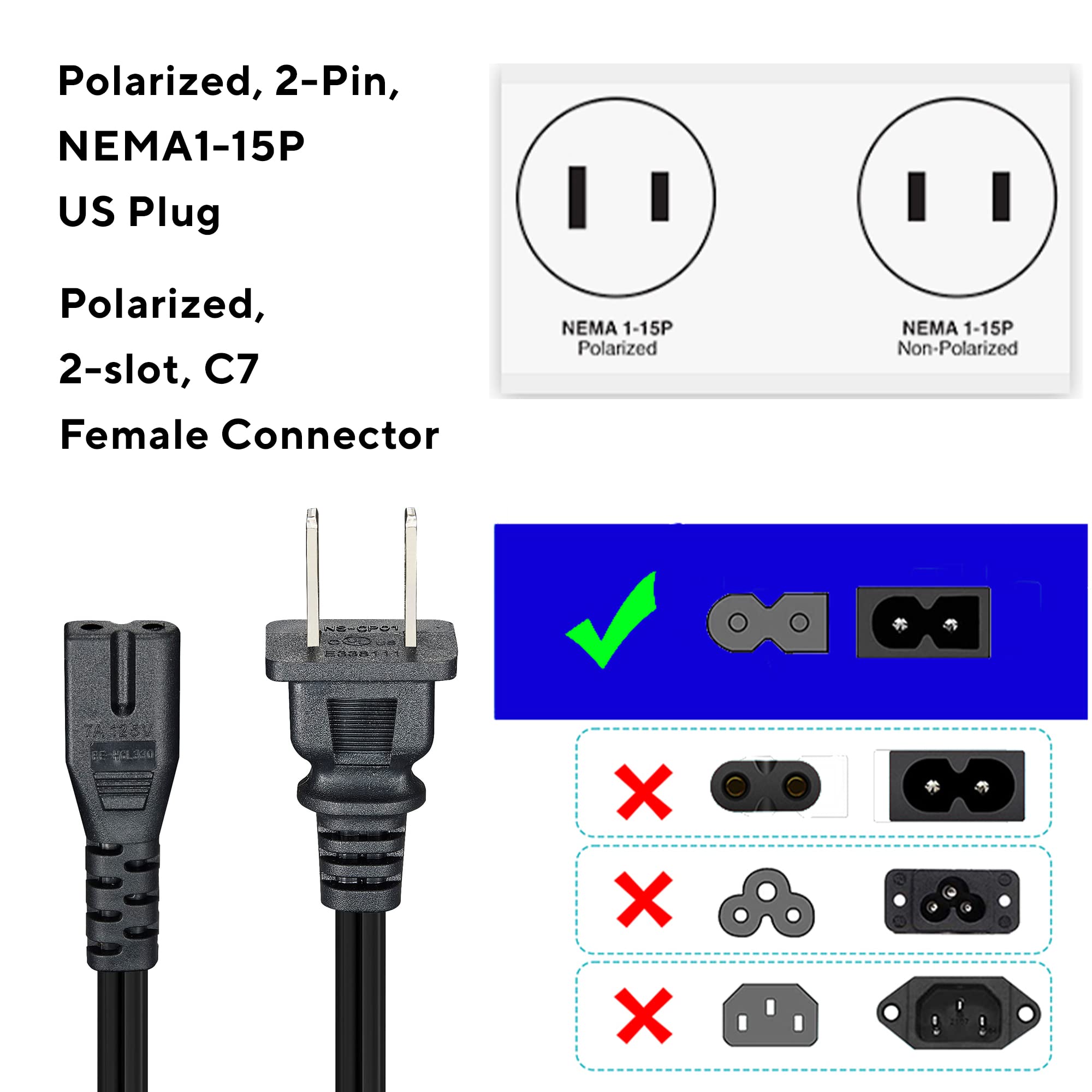 Guy-Tech AC in Power Cord Outlet Socket Plug Cable Lead for Bose Solo TV Sound System Model Number 410376 Set top Box soundbar Sound bar