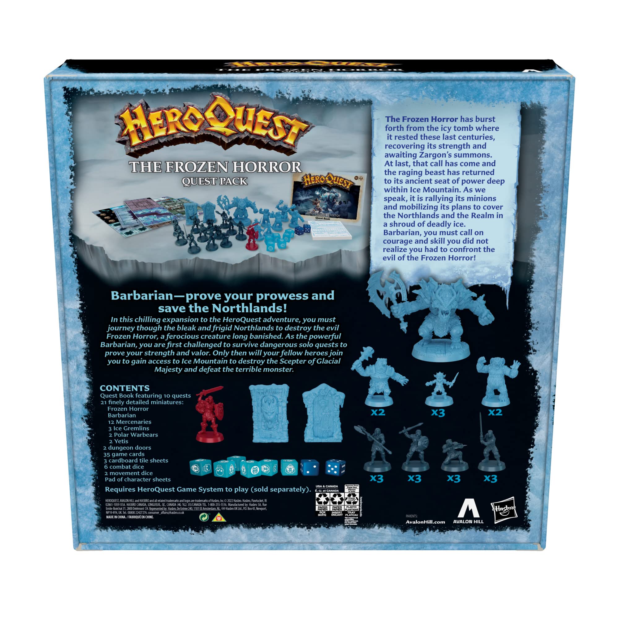 Avalon Hill HeroQuest The Frozen Horror Quest Pack, Dungeon Crawler Game for Ages 14+, Requires HeroQuest Game System to Play