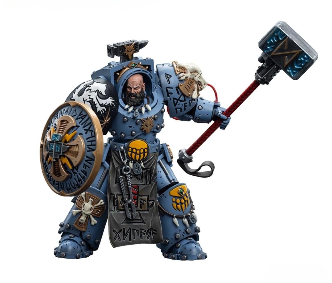 HiPlay JoyToy Warhammer 40K Collectible Figure: Space Wolves Arjac Rockfist 1:18 Scale Action Figures JT6878 (Rockfist)