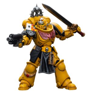 joytoy 1/18 warhammer 40,000 action figure imperial fists lieutenant with power sword collection model (4.8 inch)