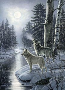 cobble hill 1000 piece puzzle - wolves by moonlight - sample poster included