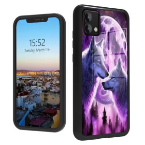 case for moto g stylus 5g 2023 phone case tempered glass black cover with moon and wolf wolves design for women men anti-scratch shockproof protection case for motorola moto g stylus 5g 2023