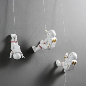 awnr 3pcs climbing astronaut figurine wall hanging decor modern home decor outer space theme decorations wall sculptures space decor background 3d wall decor for bedroom living room kids room