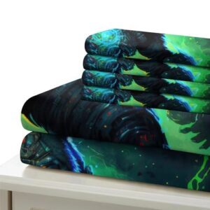 DAGROD Fluffy Duvet Cover Bedding Set with Pillow Cases Cosmic Space Wolves 3D Print Quilt Cover Breathable and Moisture-Proof Cosy Soft Bedding Se King（220x240cm）