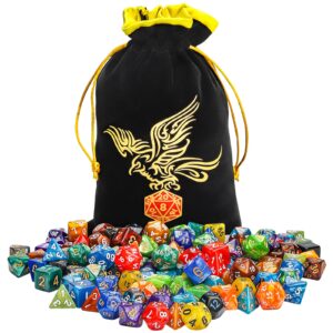 QMay DND Dice Set - 20x7 (140 Pieces) Polyhedral Dice, 20 Colors D&D Dice for Dungeons and Dragons Tabletop Role-Playing Games with 1 Drawstring Bag