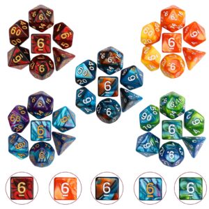 QMay DND Dice Set - 20x7 (140 Pieces) Polyhedral Dice, 20 Colors D&D Dice for Dungeons and Dragons Tabletop Role-Playing Games with 1 Drawstring Bag