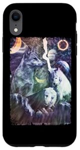 iphone xr wolf winter galaxy planets space wolves case