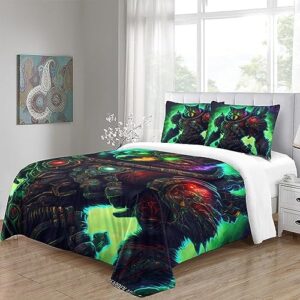 GEEYOU Cosmic Space Wolves Duvet Cover Quilt Cover Comforter Covers for Teens and Adults 3D Print with Pillow Cases Bedding Set with Zipper Closure Soft Microfiber 3 Pieces Queen（228x228cm）