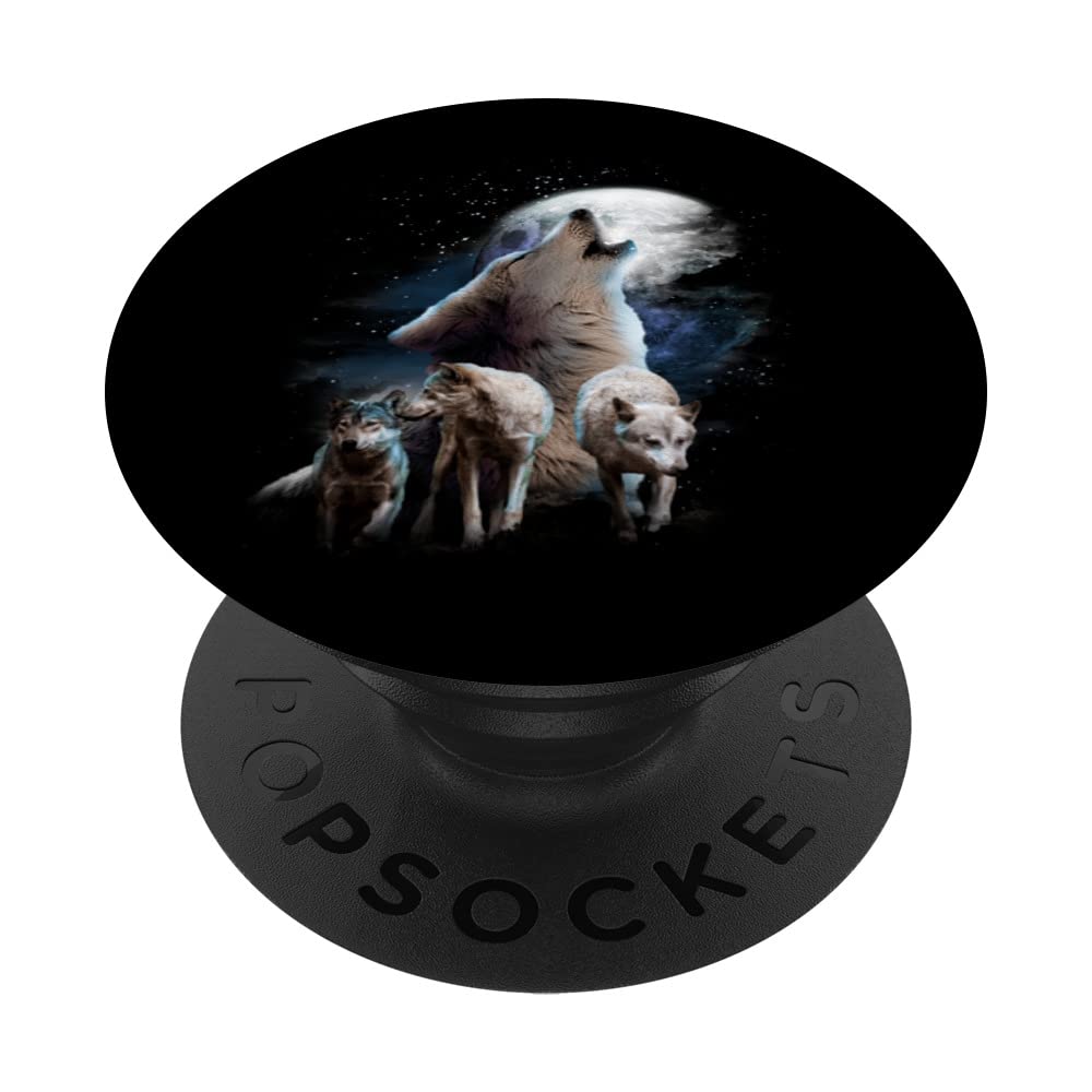 Space Wolves Cosmic Snow Wolf Howling At Moon PopSockets Swappable PopGrip