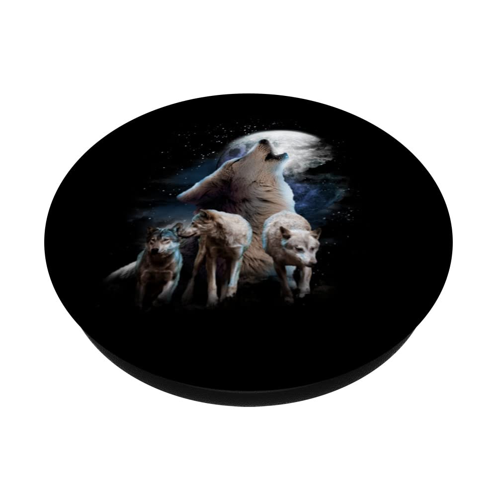 Space Wolves Cosmic Snow Wolf Howling At Moon PopSockets Swappable PopGrip