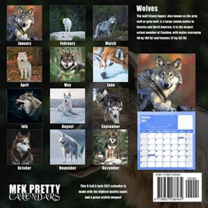 Calendar 2021 Wolves: Cute Wolf Photos Monthly Mini Calendar With Inspirational Quotes each Month