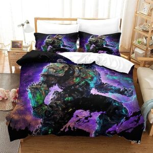 geeyou cosmic space wolves 3d print quilt cover comforter covers duvet cover for teens and adults bedding set with pillow cases with zipper closure soft microfiber 3 pieces queen（228x228cm）