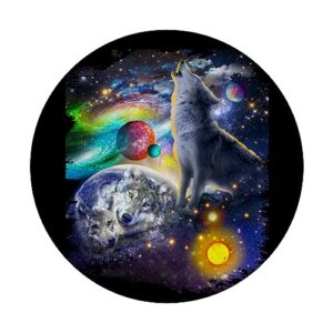 Cosmic Space Wolf, Wolves Family Howling, Reflections PopSockets Standard PopGrip