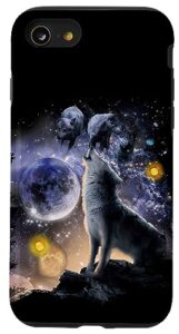 iphone se (2020) / 7 / 8 cosmic space wolf, wolves family howling case