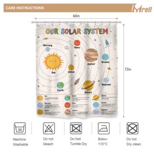 Imirell Space Galaxy Solar System Shower Curtain 60Wx72H Inches Cartoon Planets Educational Learning Tool Universe Knowledge Nursery Kids Bathroom Decor Fabric Waterproof Polyester 12 Pack Hooks