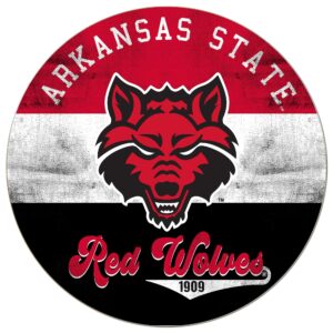 kh sports fan arkansas state red wolves multi-color retro circle sign, 20x20 inches, red wolves decor for dorm room, bedroom, fan cave, living room; display your team spirit with this unique arkansas state red wolves wall art