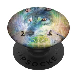 edm trippy wolf rave - space wolves popsockets swappable popgrip