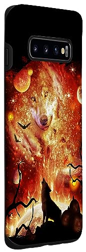 Galaxy S10 Halloween Wolf, Howling Wolves Family, Space Moon Case